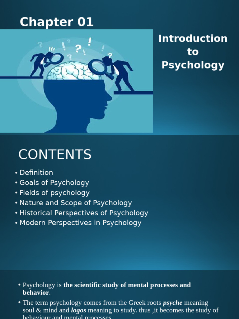 Lecture 01 Introduction To Psychology | PDF | Psychology | Cognition