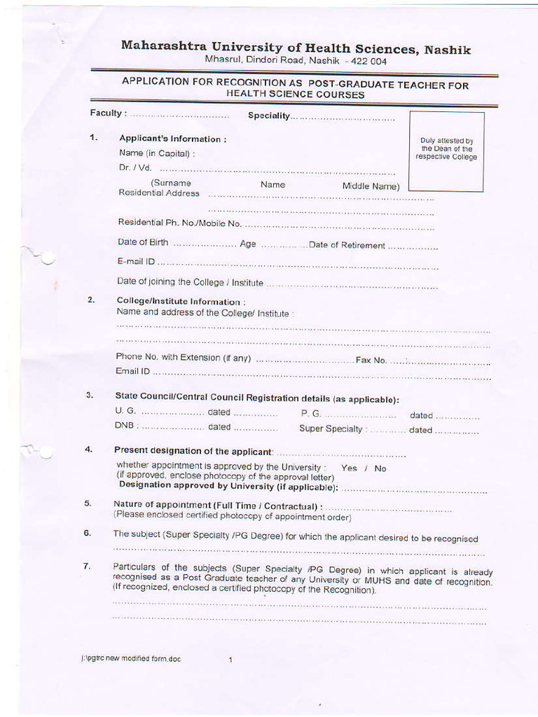 Teacher Recognition Application Form | PDF
