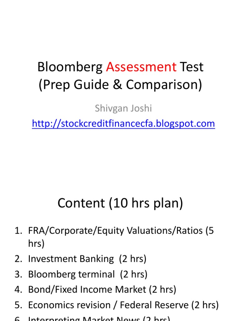 Bloomberg Assessment Test | PDF | Valuation (Finance) | Mergers And ...