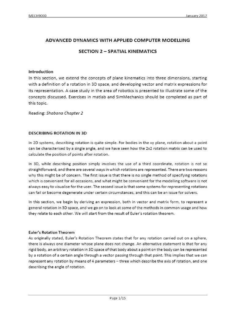 6.spatial Kinematics - Rotations in 3D - Multibody Dynamics MECH9000 ...