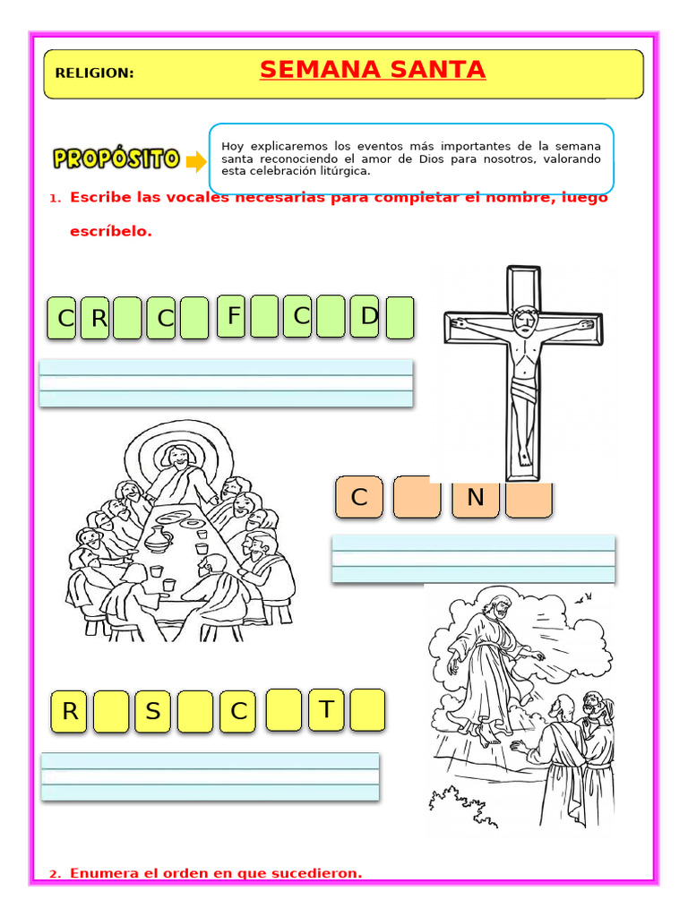 U1 S3 Ficha D2 Religion Semana Santa | PDF
