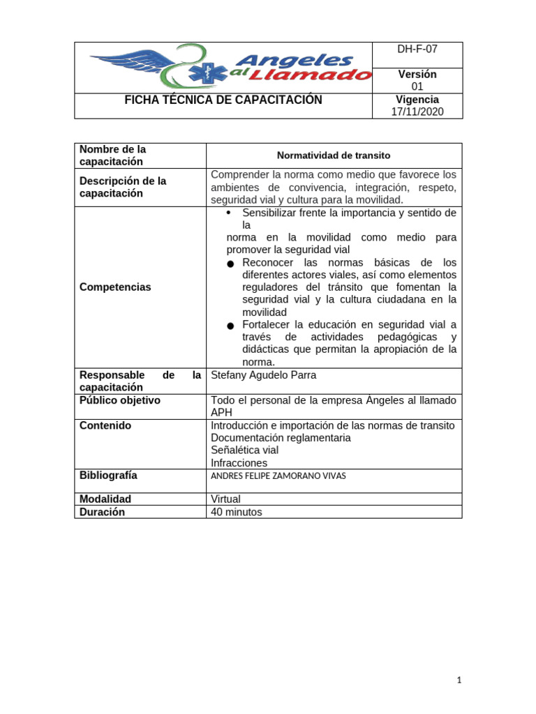 Ficha Tenica Capacitacion Orden y Aseo | PDF