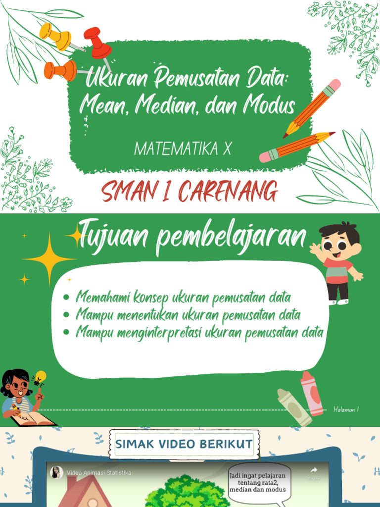 Ukuran Pemusatan Data Mean, Median, dan Modus | PDF