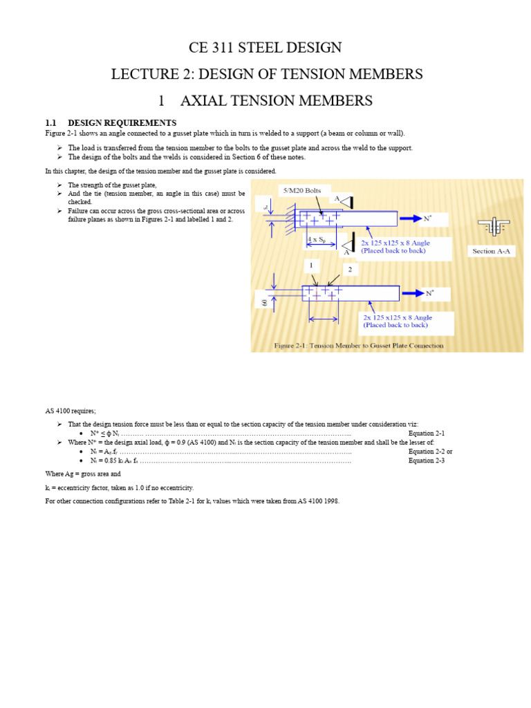 Tension Member Design in Steel Structures | PDF | Screw | Mechanics