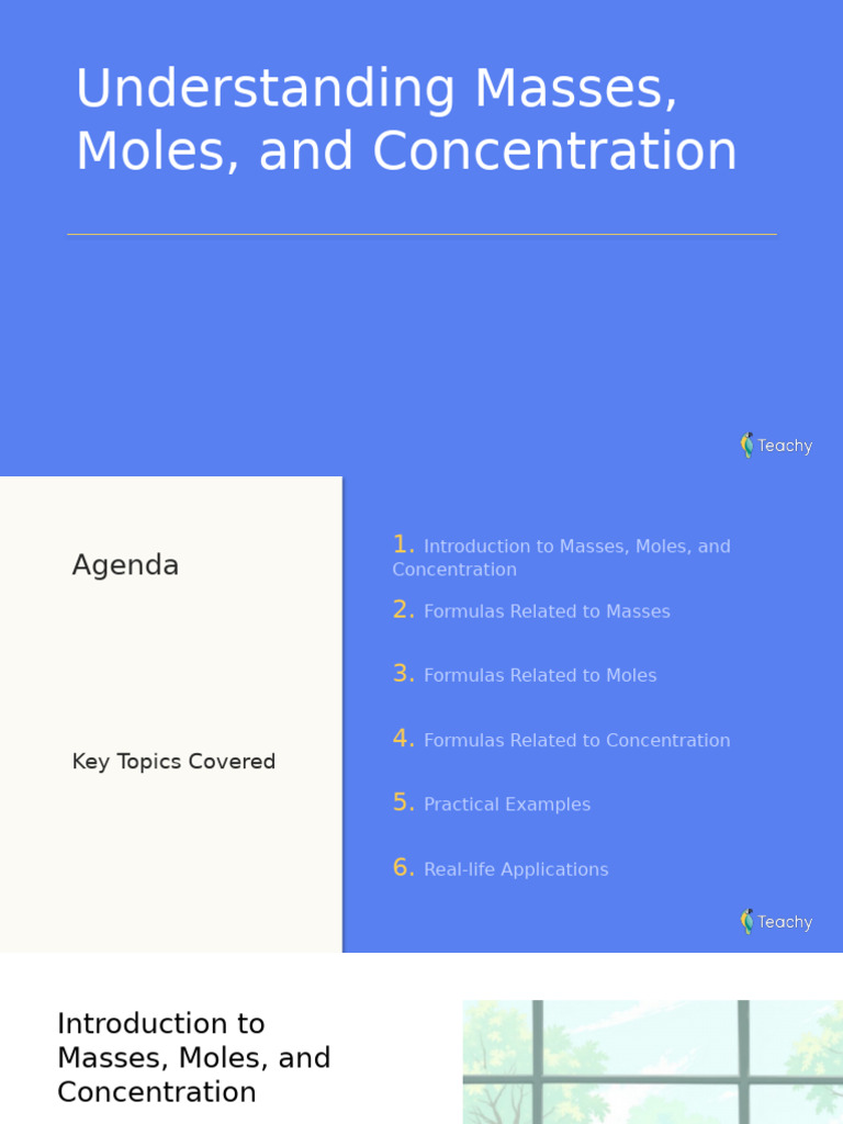 Masses, Moles, and Concentration Explained | PDF | Mole (Unit ...
