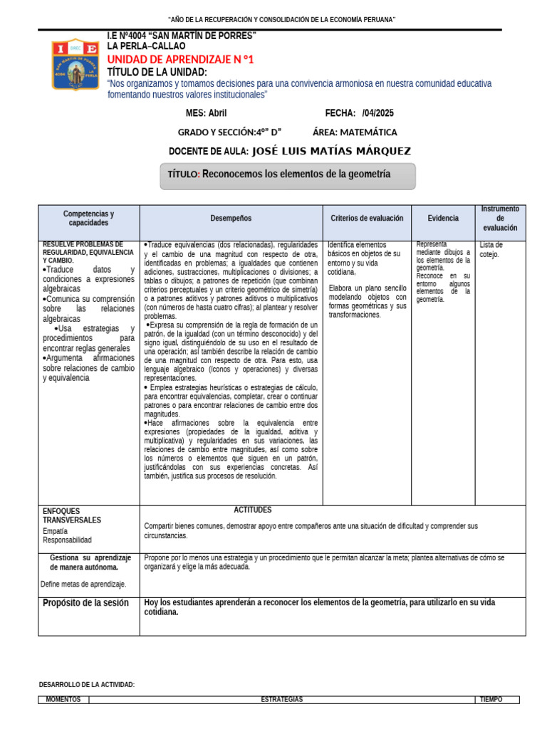 Ss-Mat-Reconocemos Los Elementos de La Geometría | PDF | Geometría | Aprendizaje