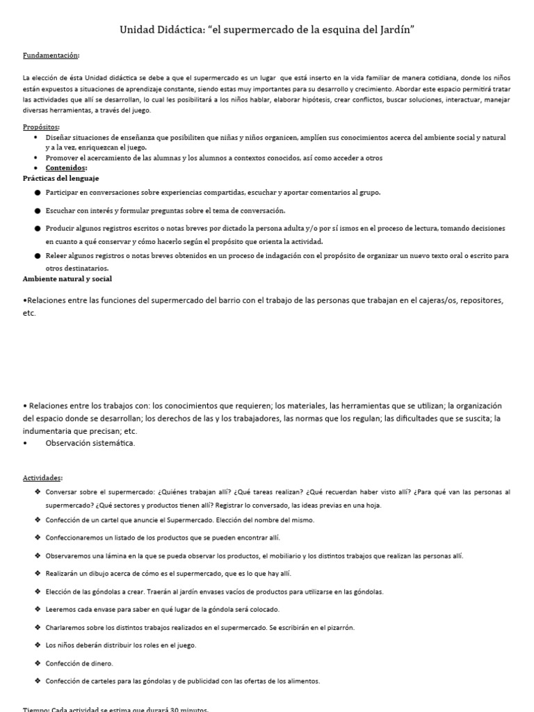 UNIDAD EL SUPERMERCADO | PDF | Cognición | Aprendizaje