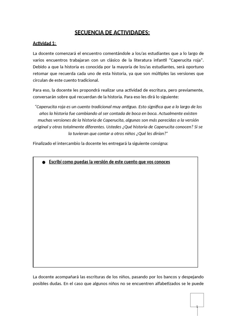 Actividades Didácticas: Caperucita Roja | PDF | Caperucita Roja | Cuentos