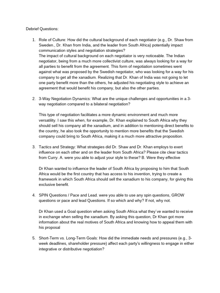 Cultural Impact on 3-Way Negotiation Strategies | PDF | Negotiation ...