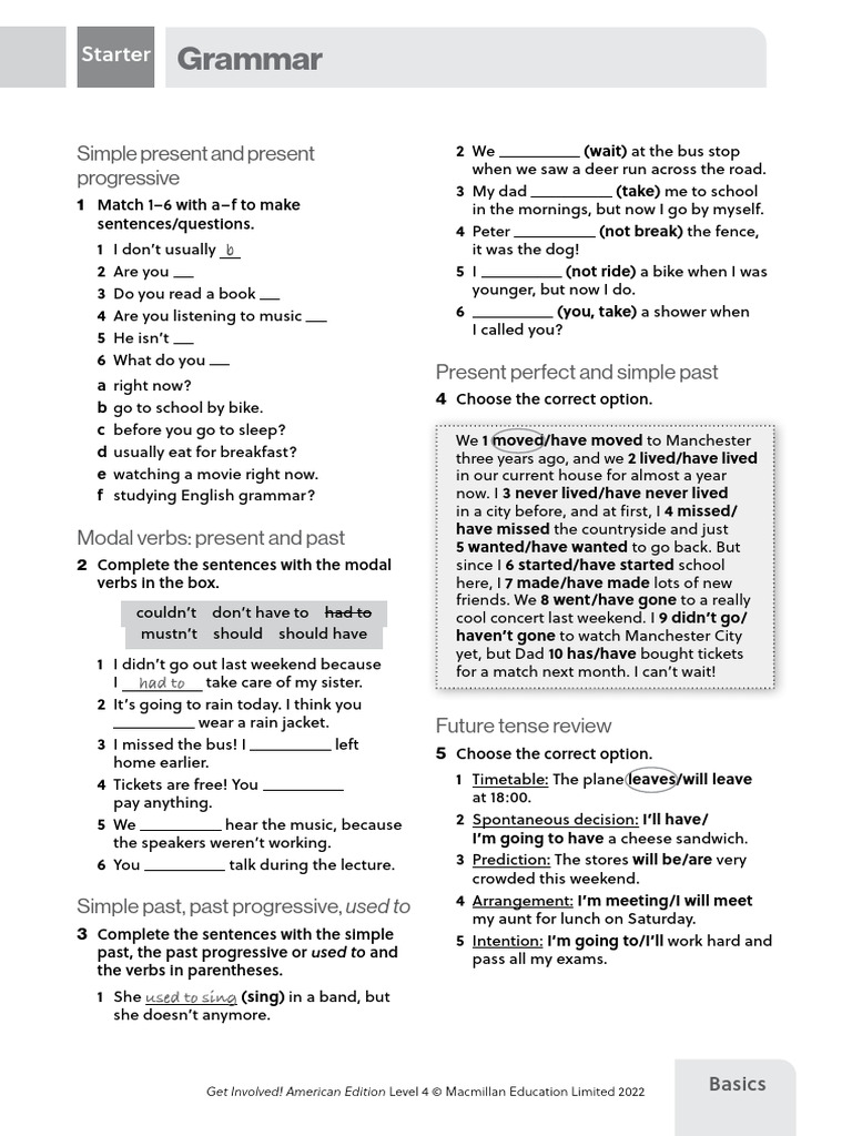 American Edition Level 4 Grammar Guide | PDF | Language Mechanics | Grammar