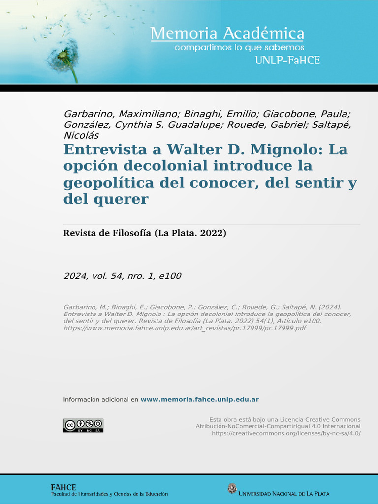 Walter Mignolo Entrevista | PDF | Poscolonialismo