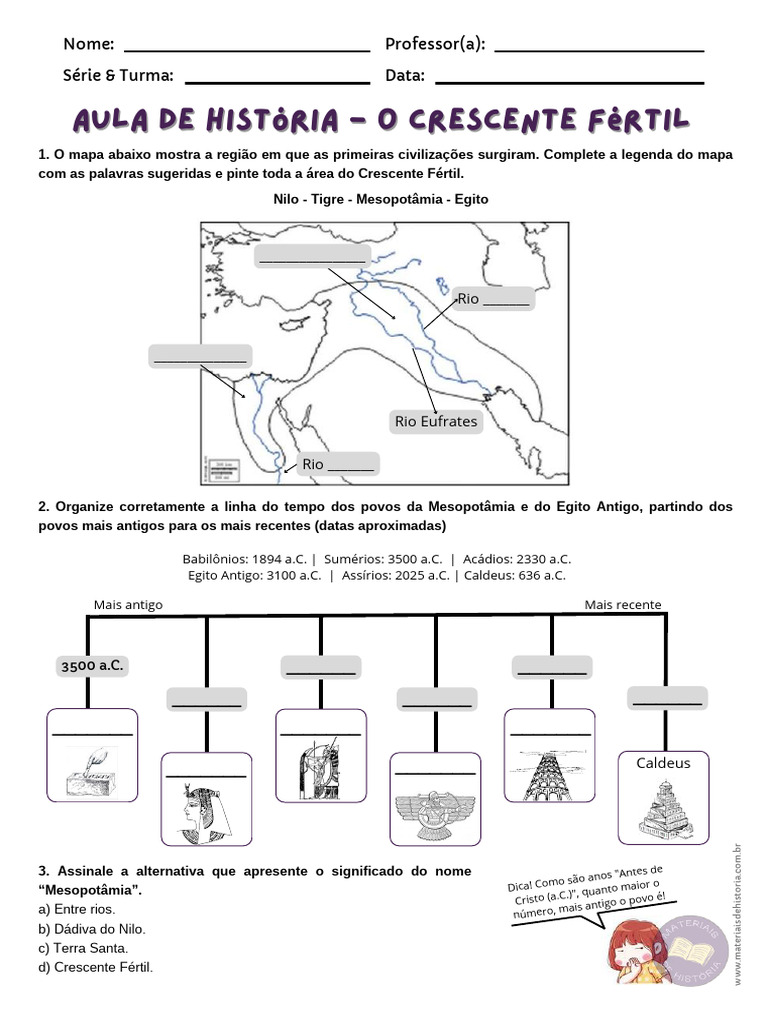 Atividade2 Crescente Fertil Min | PDF | Crescente fértil | Mesopotâmia