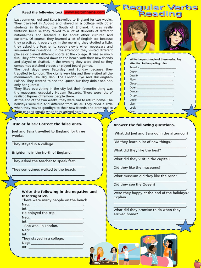 16165 Past Simple Regular Verbs Reading | PDF | Linguistics