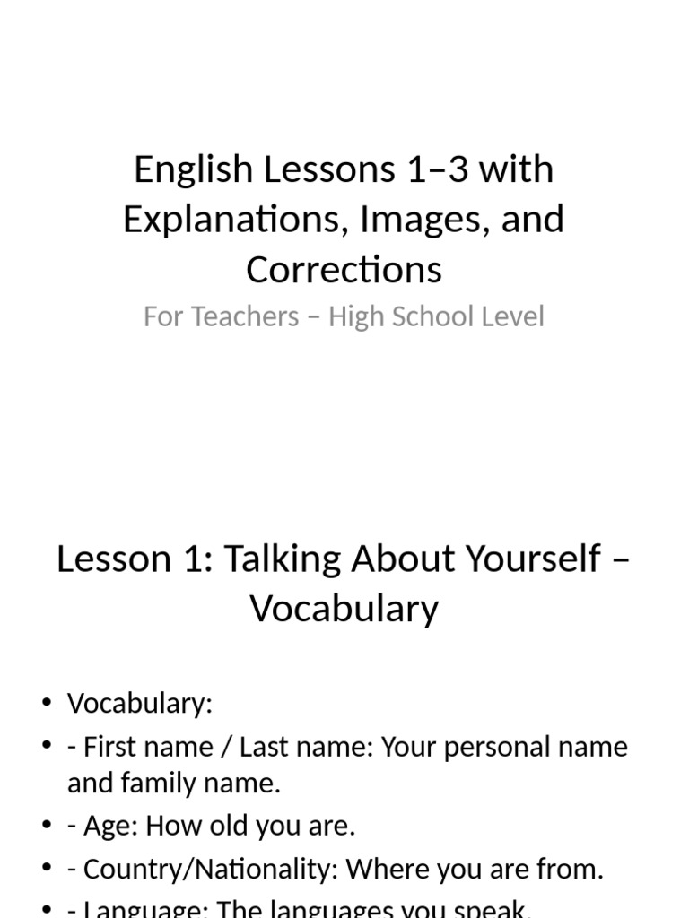 High School English Lessons 1-3 Guide | PDF | Language Families ...