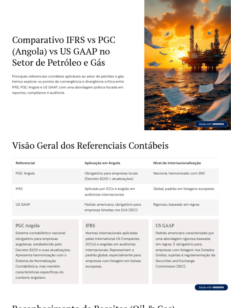 14 Comparativo IFRS vs PGC Angola vs US GAAP No Setor de Petroleo e Gas ...