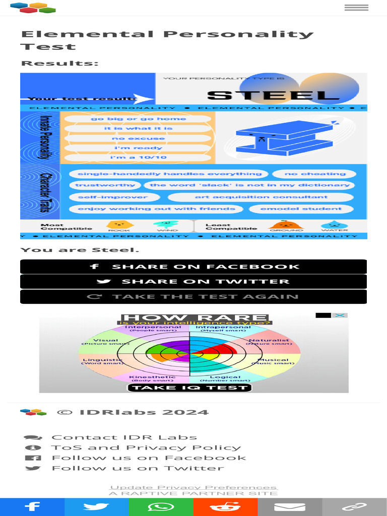Elemental Personality Test | PDF