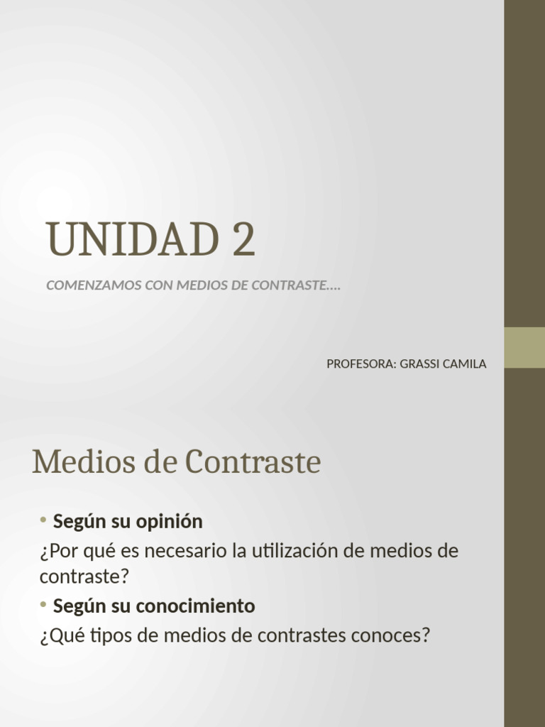 Unidad 2 Medios de Contraste | PDF | Radiología | Sistema digestivo humano