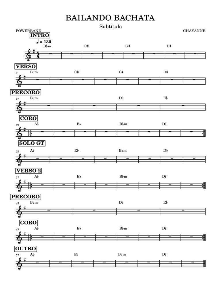Acordes y letra de "Bailando Bachata" | PDF