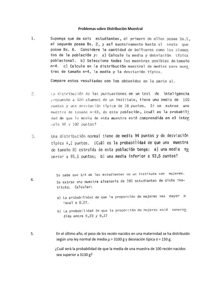Problemas Sobre Distribución Muestral | PDF