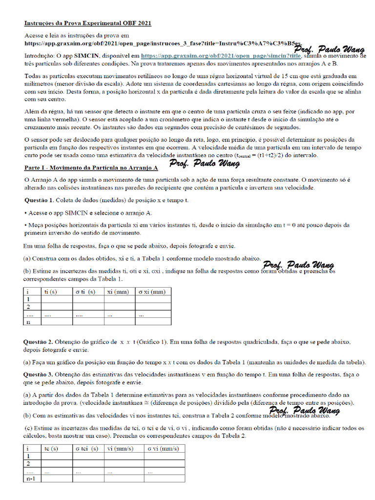 Prova Experimental OBF 2021 | PDF