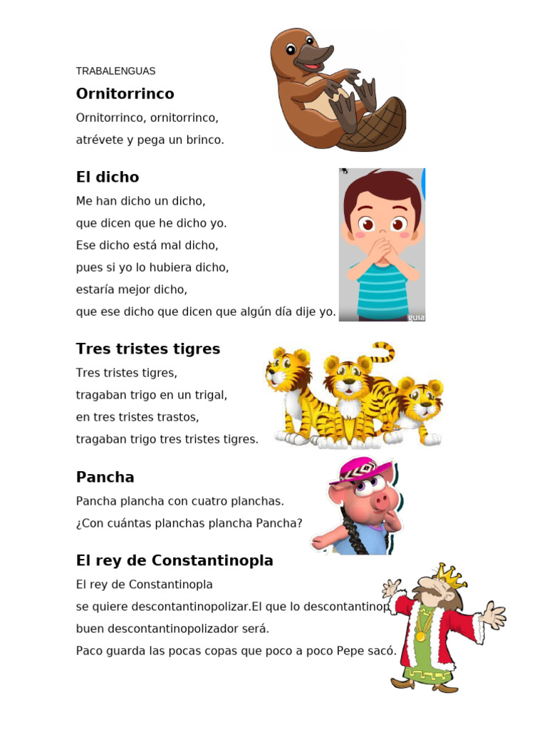 Trabalenguas para mejorar la fluidez verbal | PDF