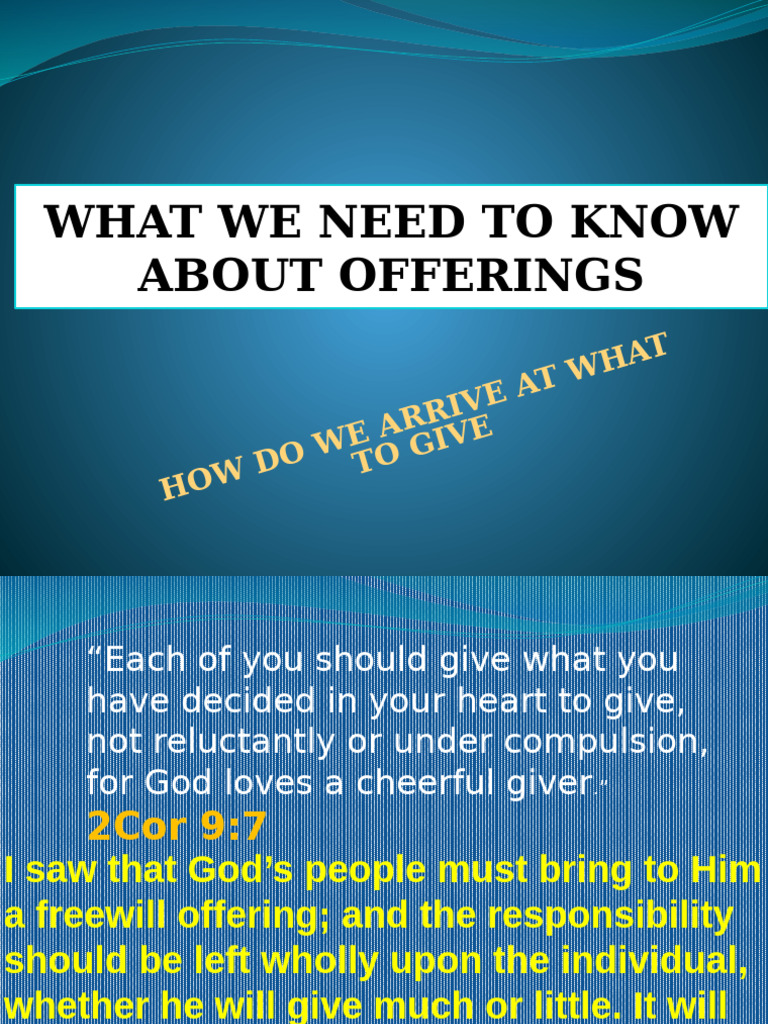 What We Need To Know About Offerings | PDF | Korban | Jesus