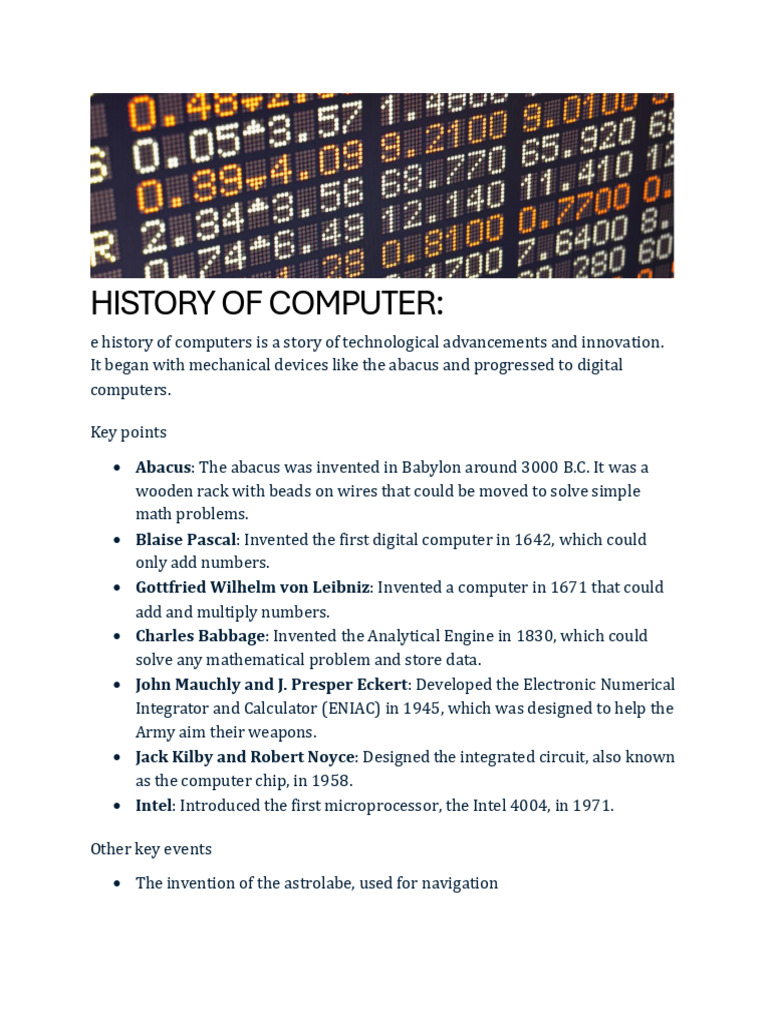 History of Computer | PDF