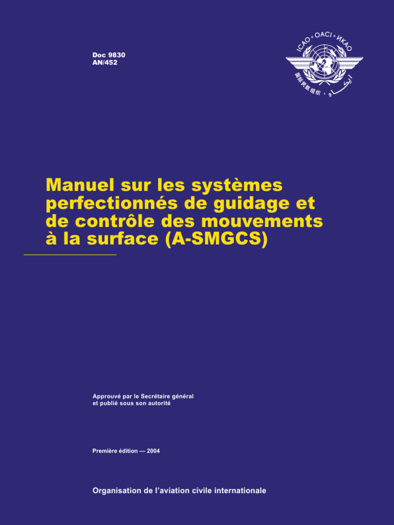 Manuel A-SMGCS - Doc 9830 | PDF | Aérodrome | Contrôle de la ...