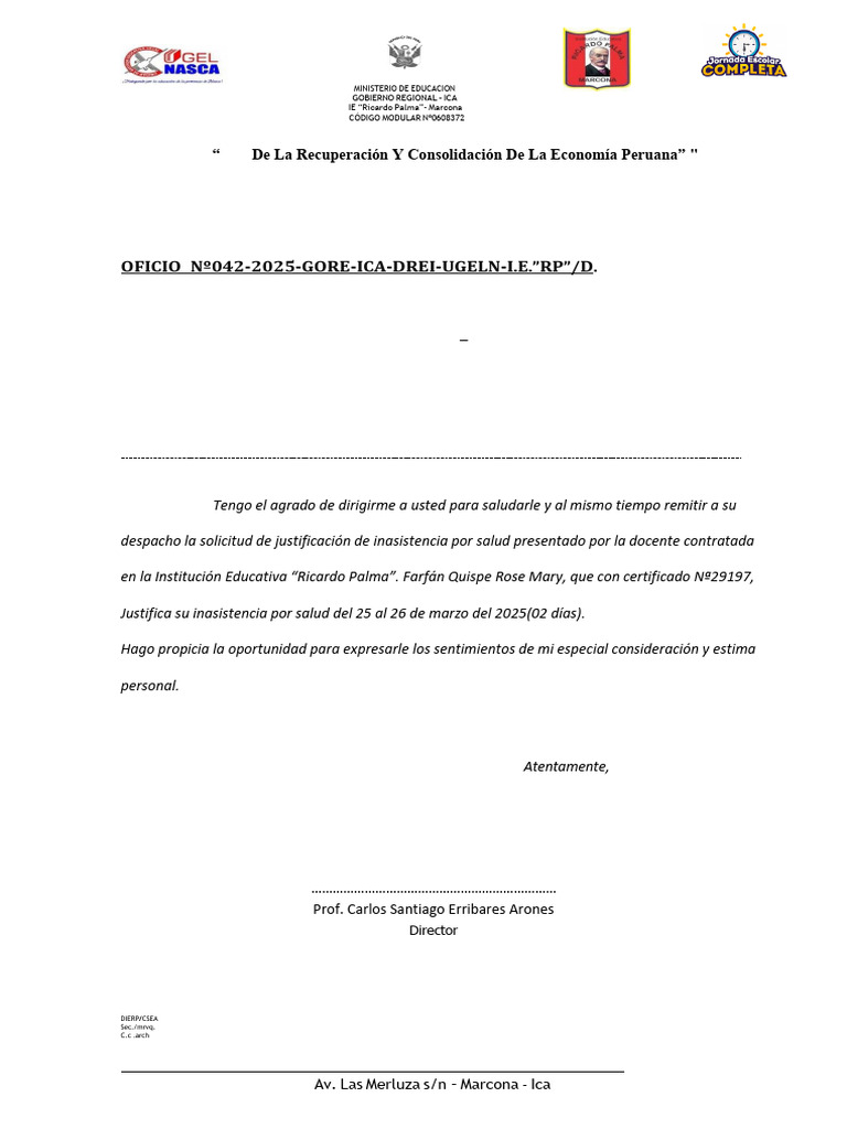 Oficio-Justificacion Por Salud | PDF