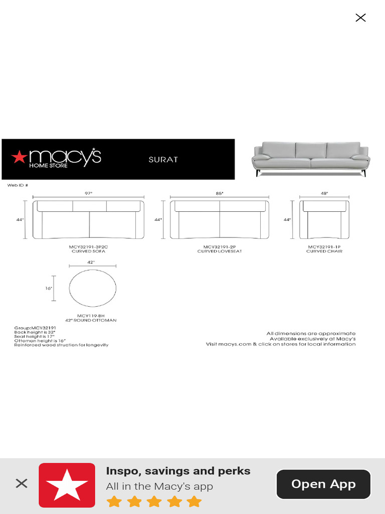 Macy's Sofa Closeout Deals | PDF