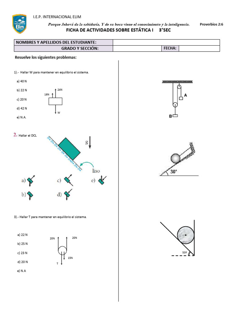 Ficha 3RO Estática I | PDF