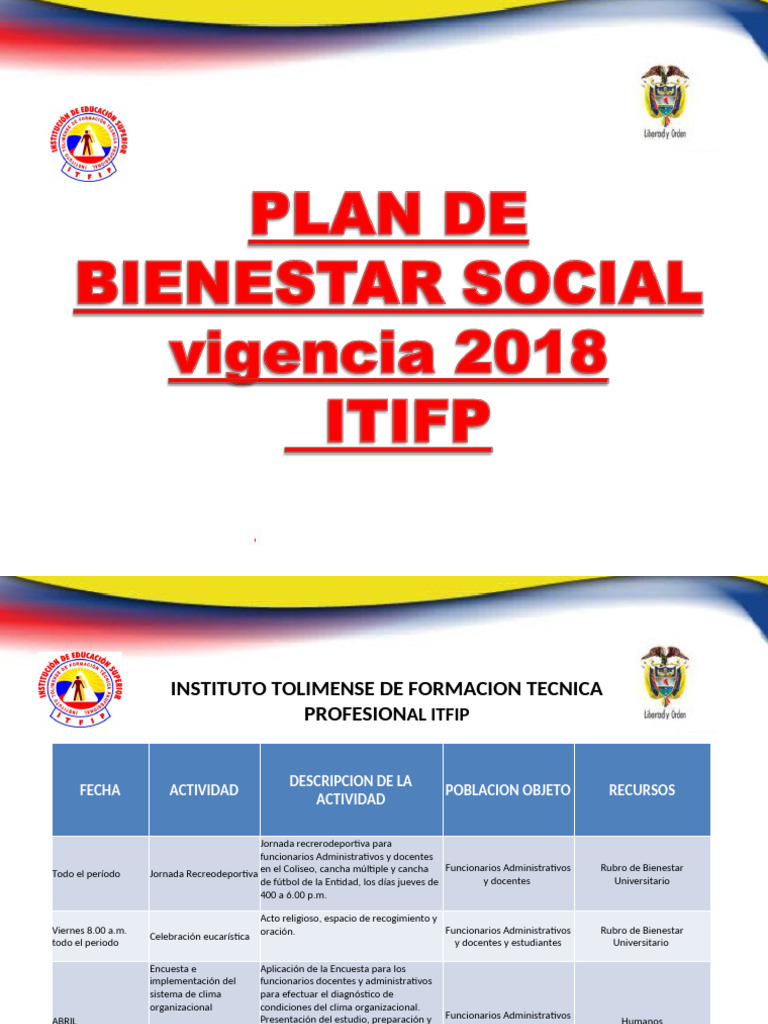 Plan de Bienestar Social 2019 | PDF