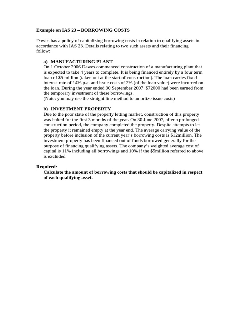 Capitalizing Borrowing Costs IAS 23 | PDF