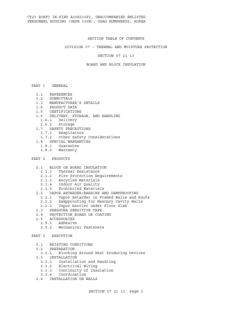 07 21 13 Board and Block Insulation | PDF | Building Insulation | Chimney