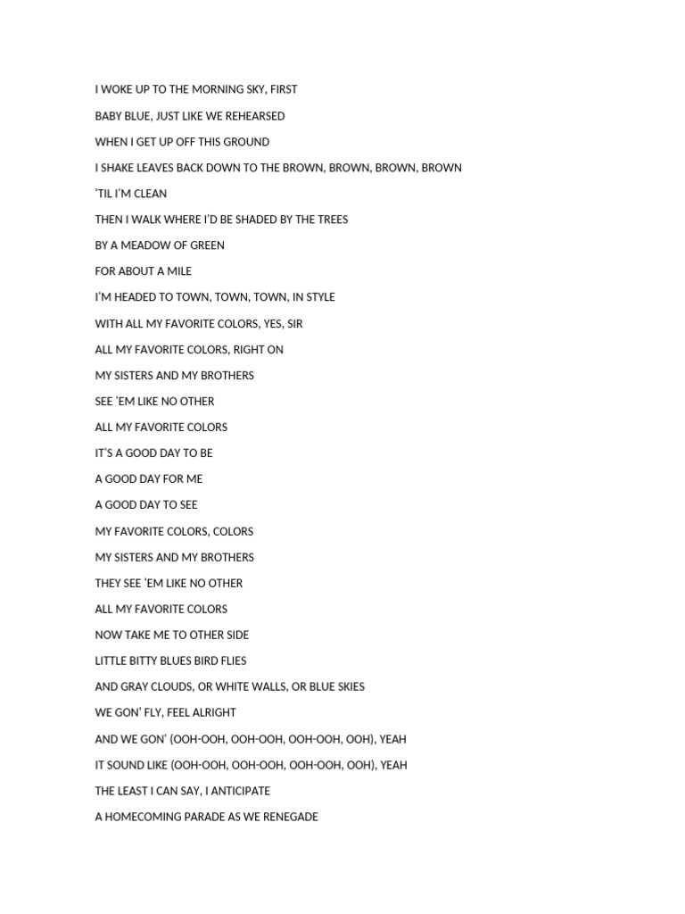 Favorite Colors Lyrics Analysis | PDF