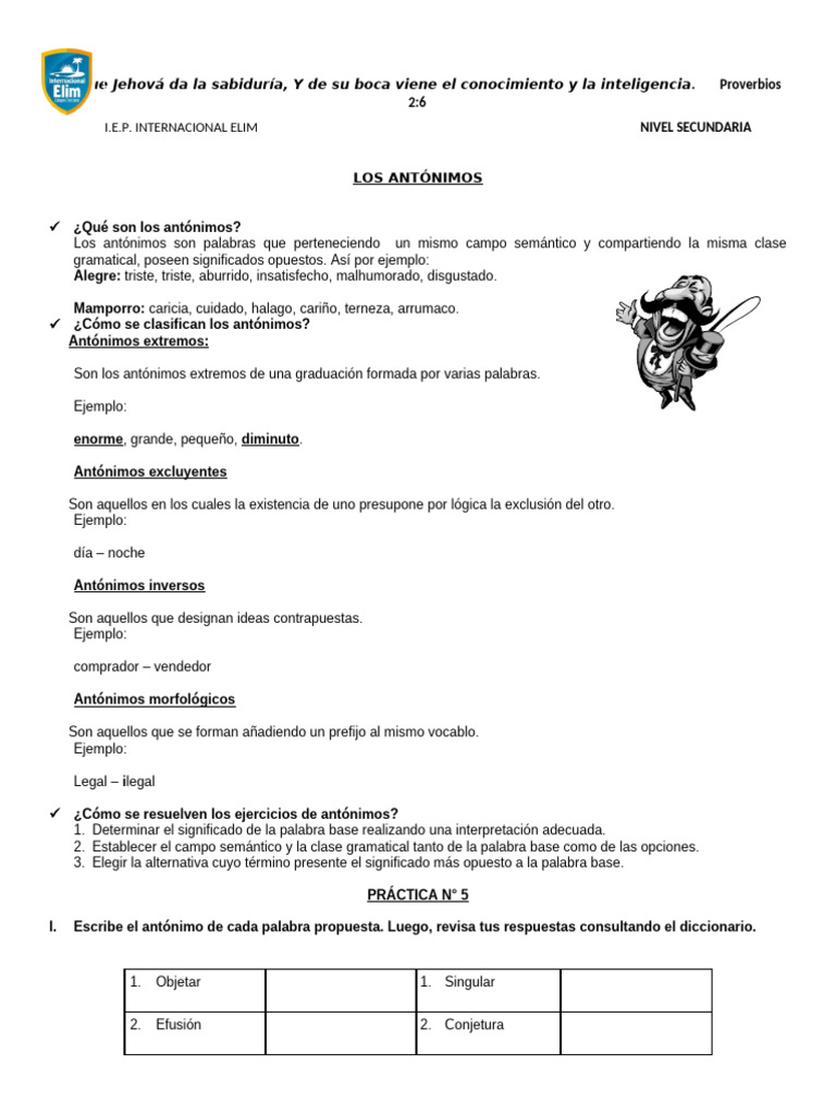 Antonimos Teo Prac | PDF | Semántica | Gramática
