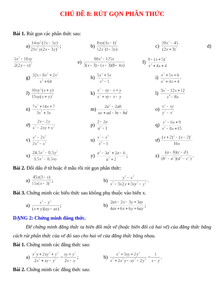 Chuyen de toan 8 rat Hay RÚT GỌN 2022 | PDF