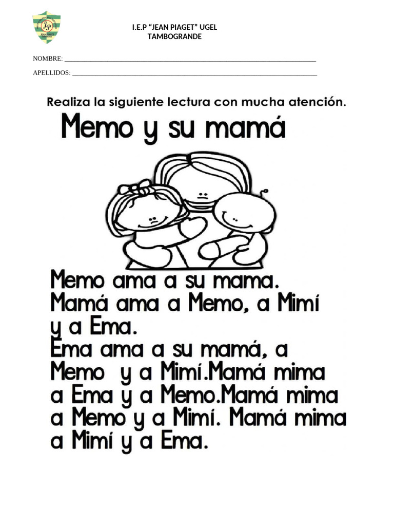 Plan Lector Con La Letra M | PDF