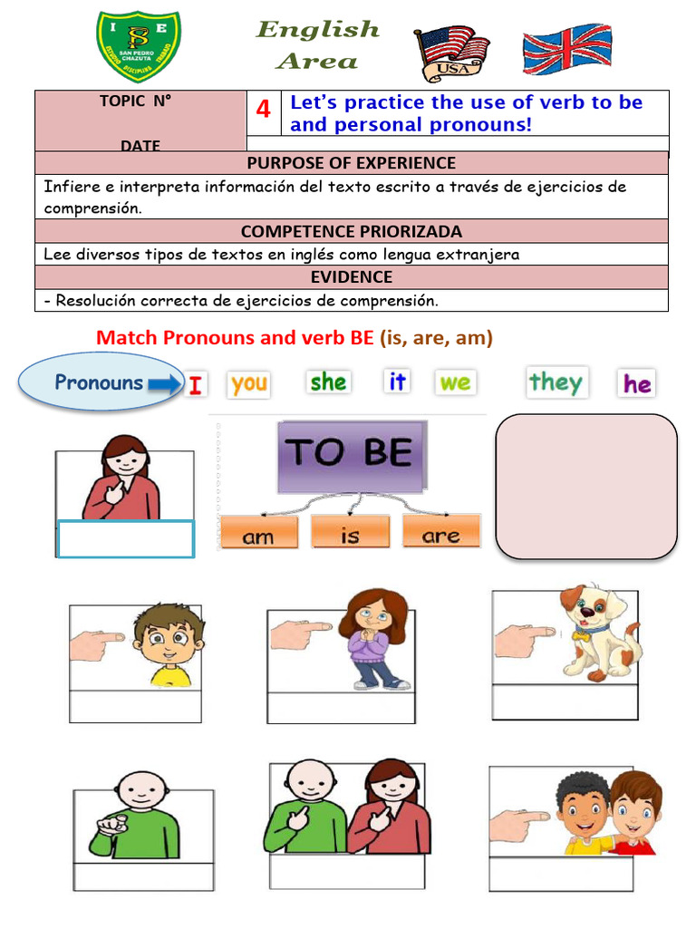Worksheet 4-Let's Practice Verb To Be and Pronouns | PDF | Linguistic ...