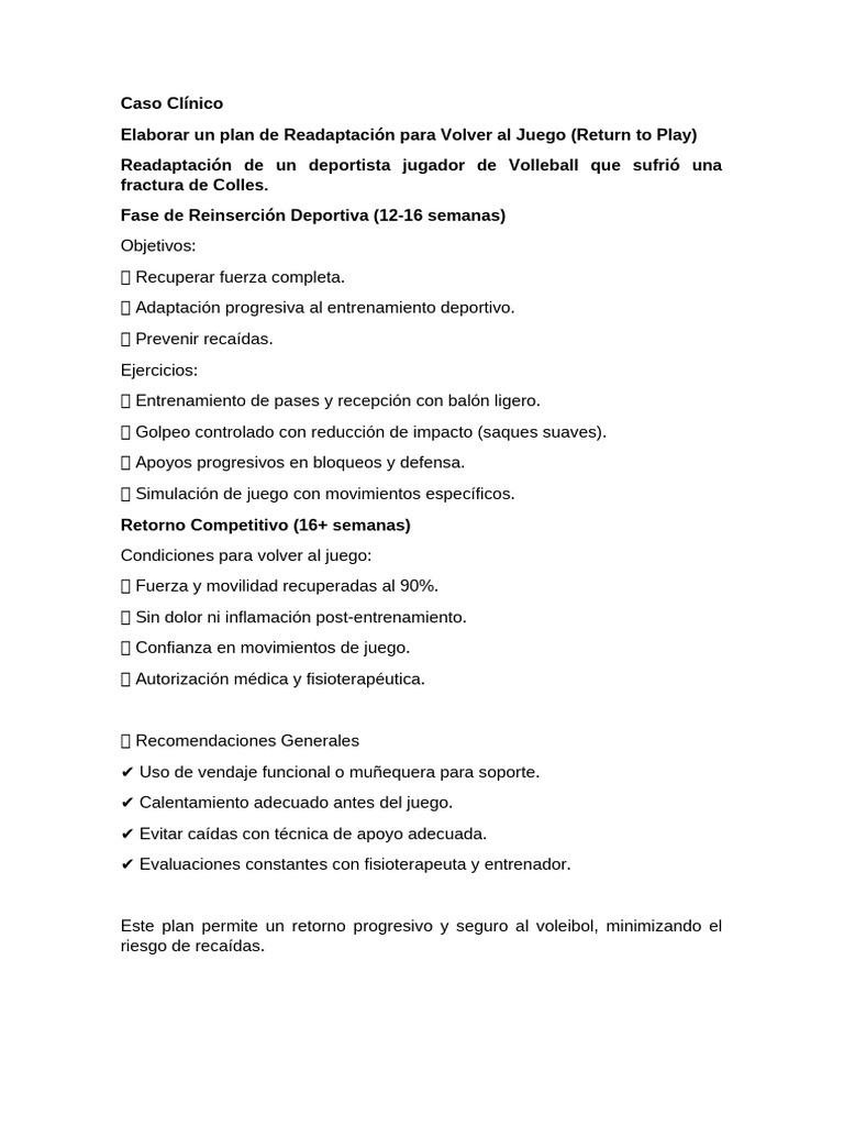 Examen Caso Clínico F Deportiva F Colles | PDF