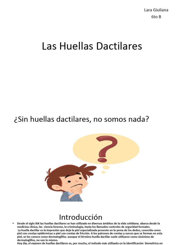 Huellas Dactilares y Adermatoglifia | PDF | Huella dactilar