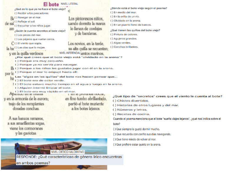 Fichas de Poema - El Bote Viejo | PDF