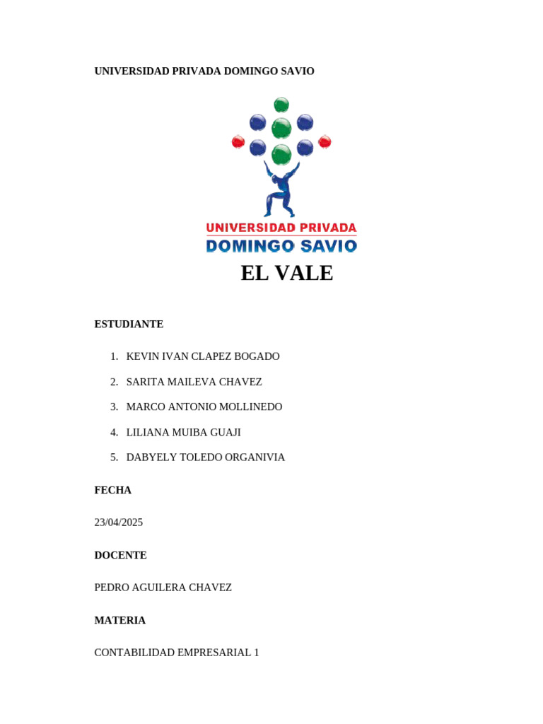 El Vale. | PDF | Contabilidad | Pagos