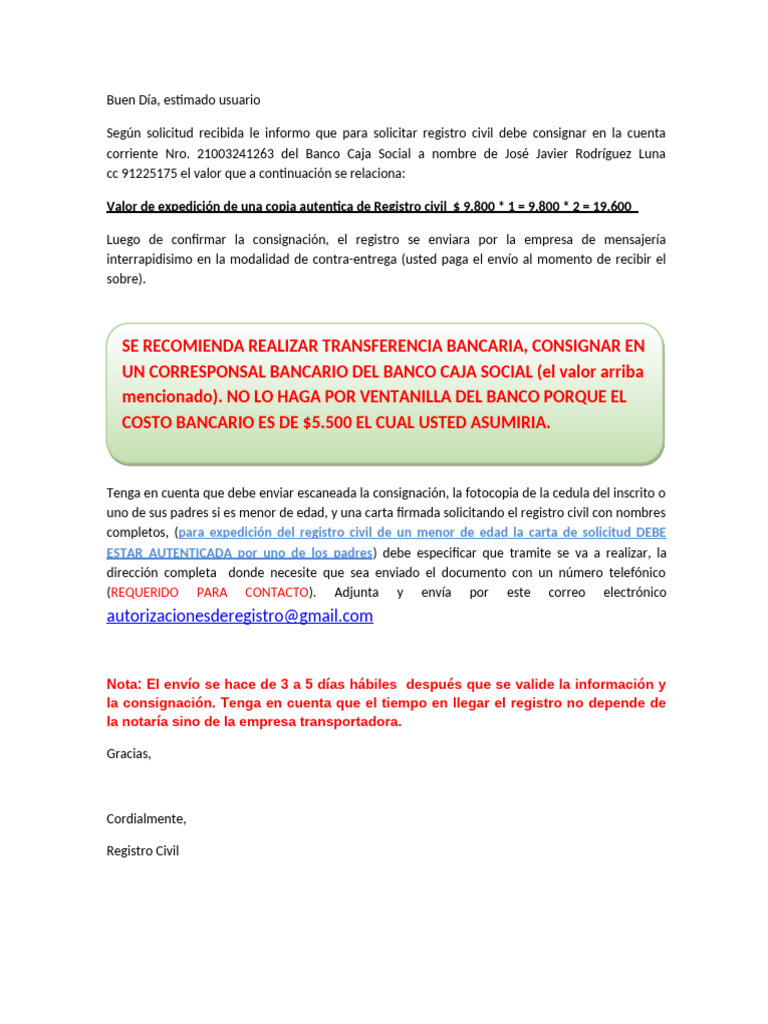 Para Solicitar Registro Modificado Ok | PDF