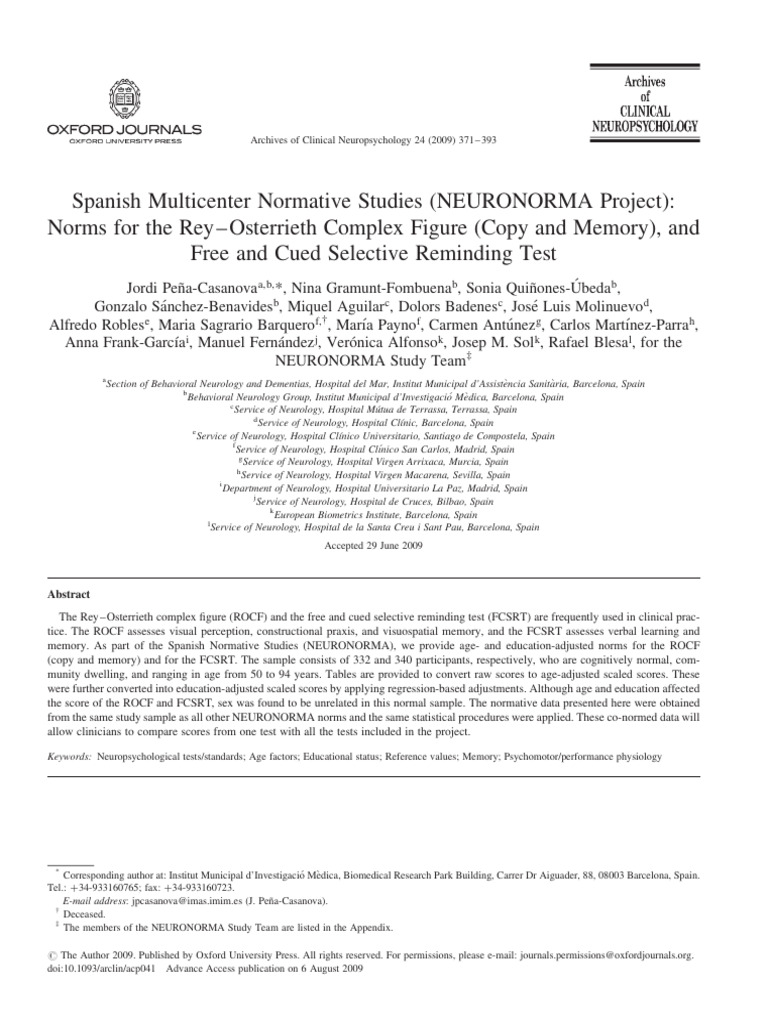 Baremos FCSRT Neuronorma Adultos 50-94 | PDF | Recall (Memory) | Variance