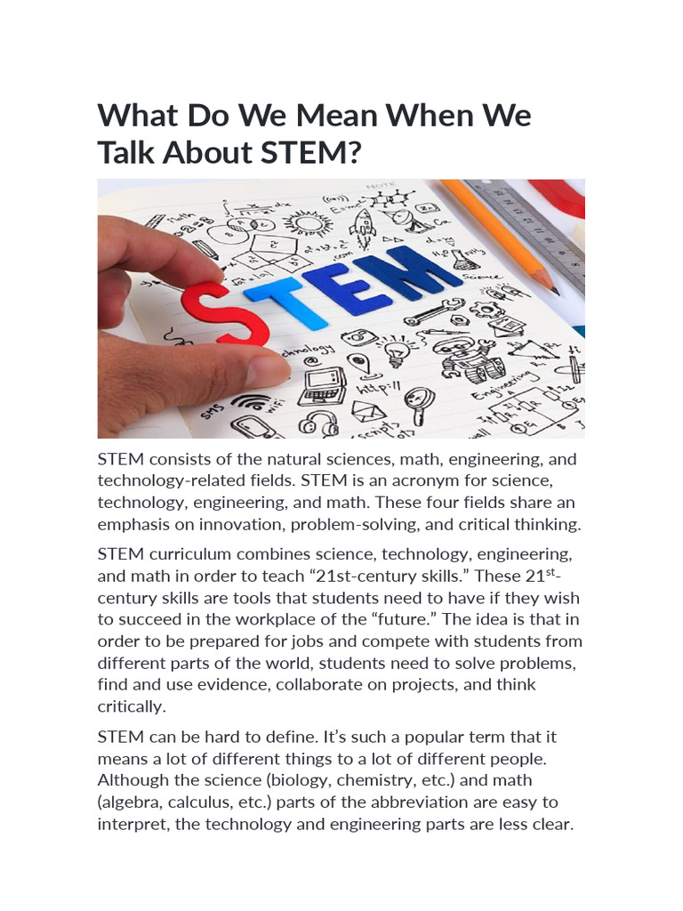 What Do We Mean When We Talk About STEM | PDF