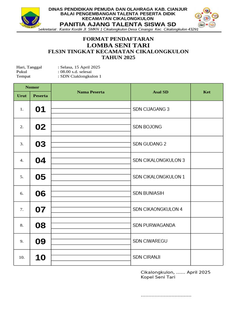 Lomba Talenta Siswa SD Cikalongkulon | PDF