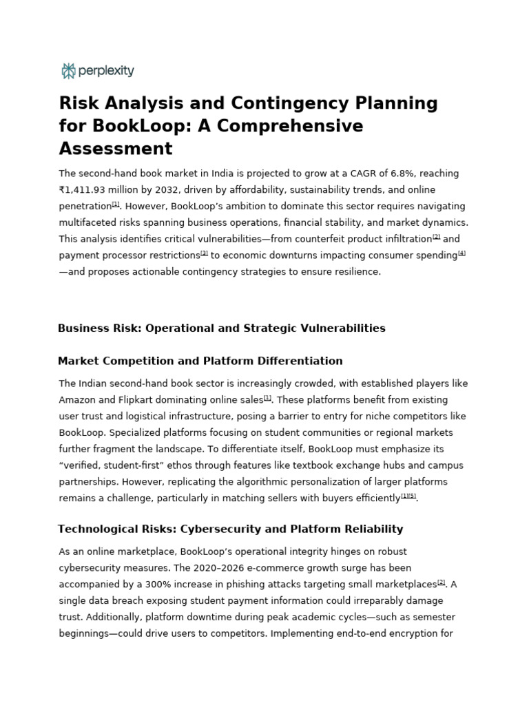 Risk Analysis and Contingency Planning For BookLoo | PDF | Computer ...
