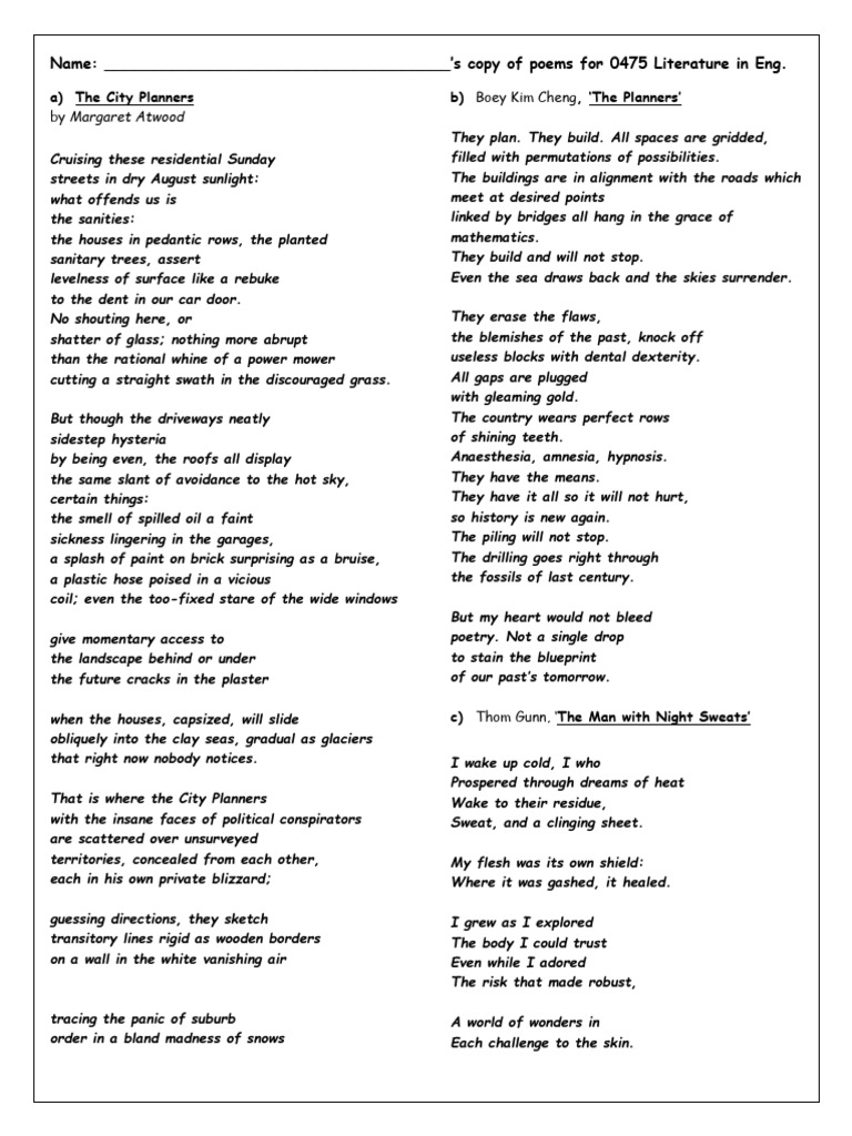 IGCSE-Poetry-year-10 2022 - 23 | PDF