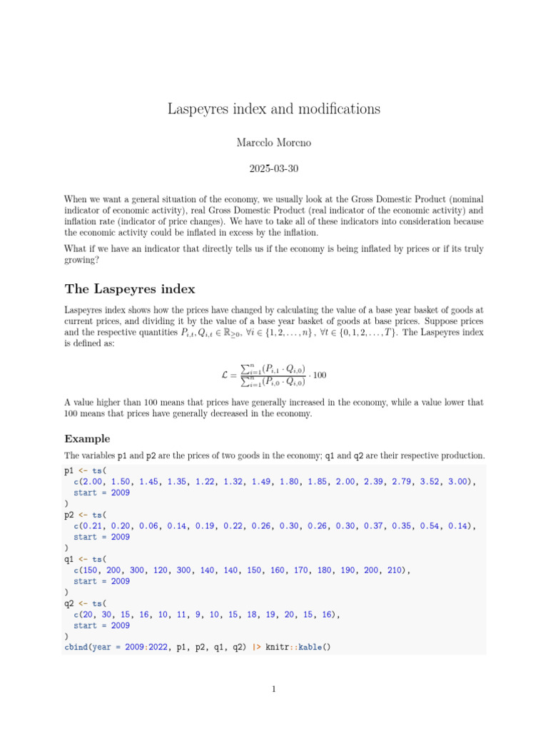 Understanding the Laspeyres Index | PDF | Price Indices | Inflation